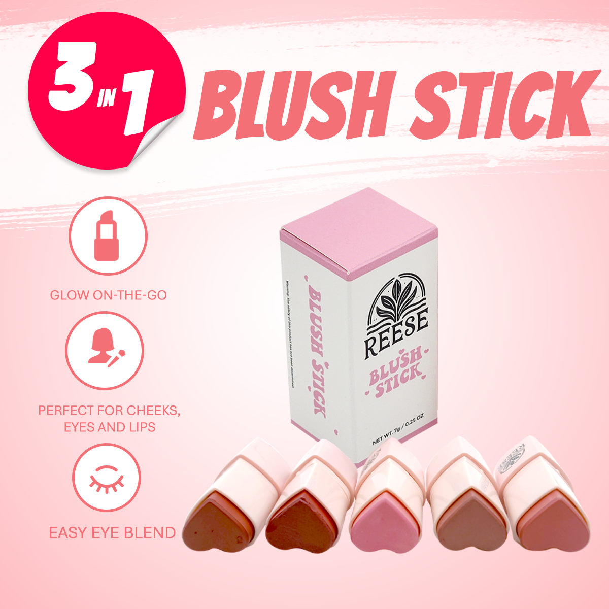 3-in-1 Multifunction Blush Stick – Reese Beauty